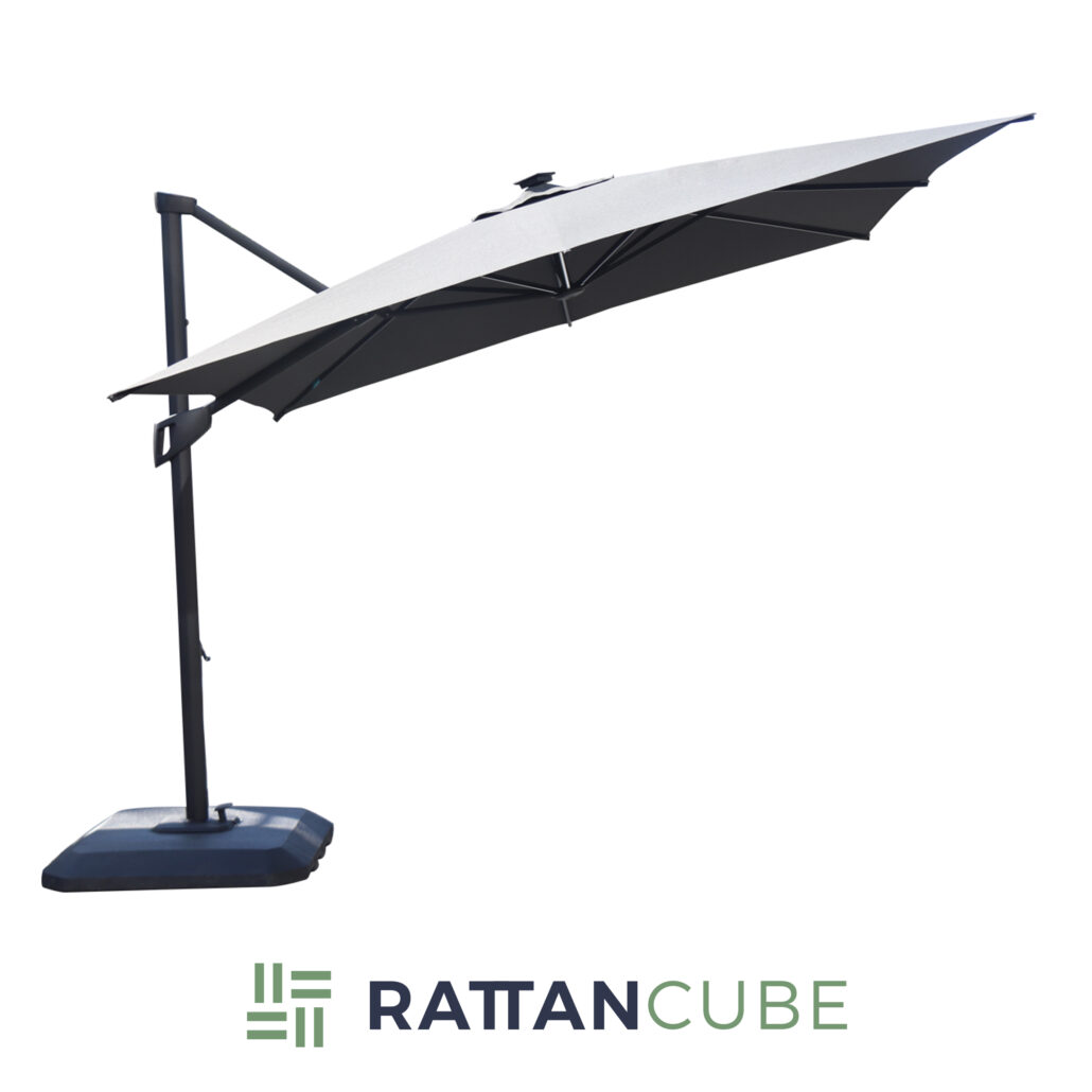 3m LED SOLAR PARASOL - SPEAKER USB - Rattan Cube